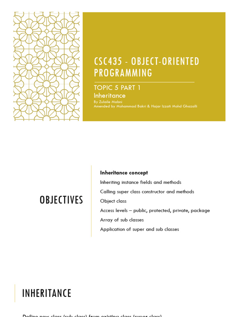 Understanding Inheritance in OOP | PDF | Inheritance (Object Oriented Programming) | Class ...