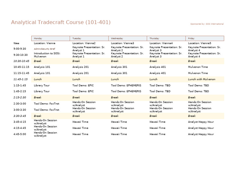 Training Schedule v3 | PDF