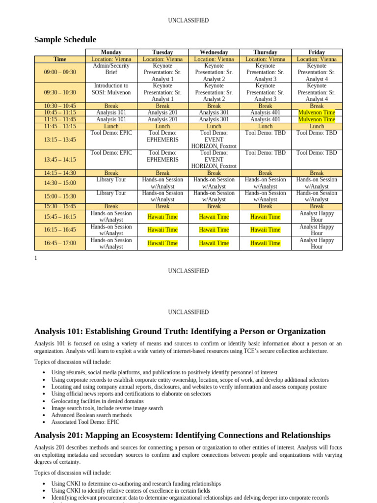 Sample Schedule and Course Descriptions | PDF | Metadata | Information Science