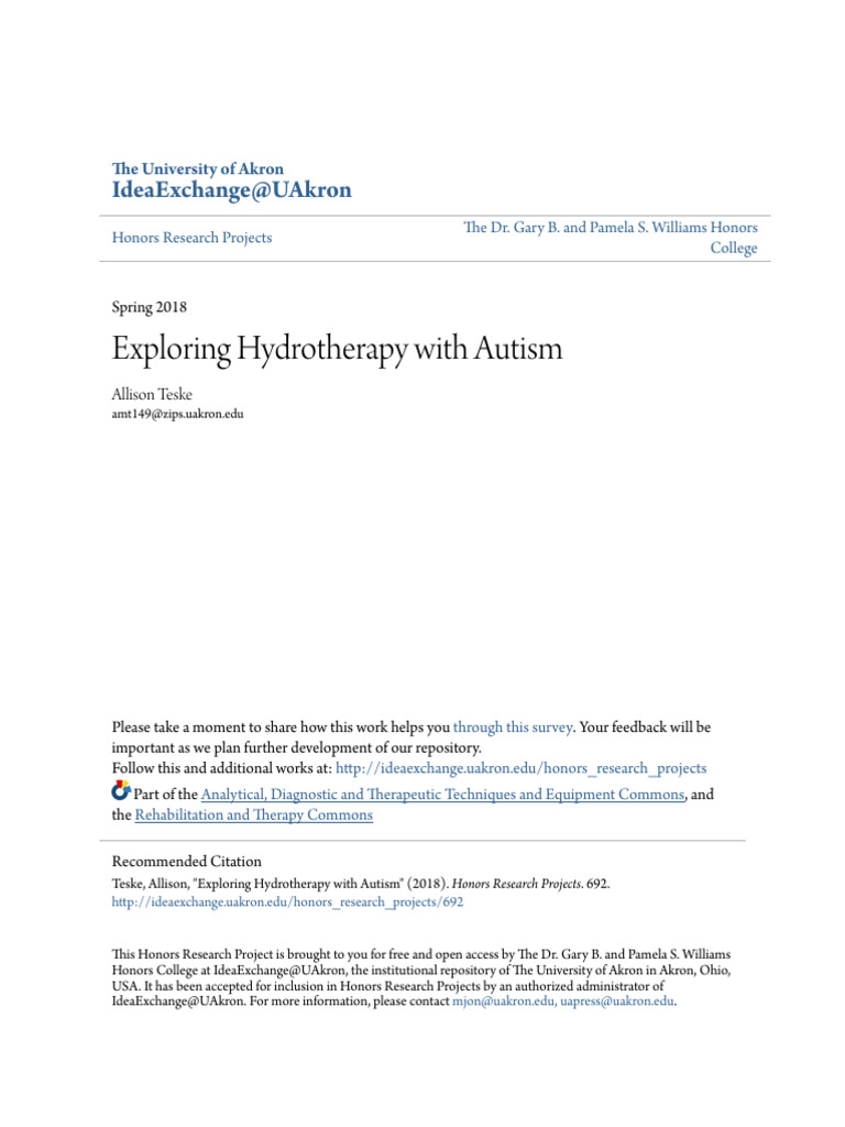 Exploring Hydrotherapy With Autism | PDF | Autism | Asperger Syndrome