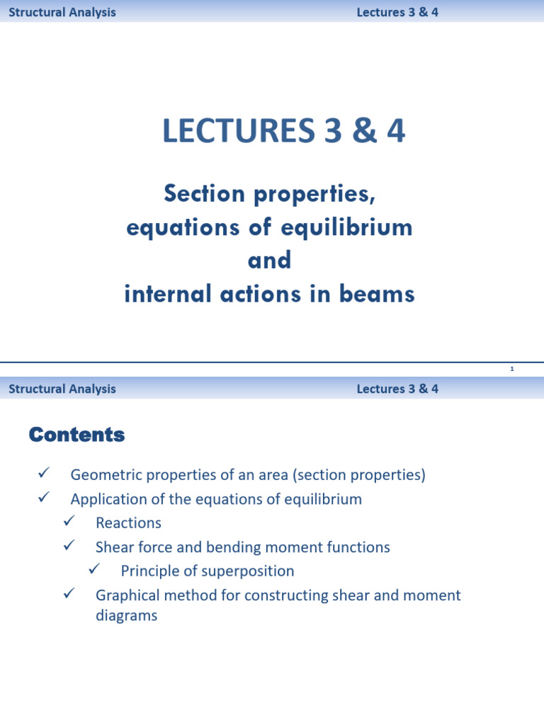 1 Structural Analysis-Reactions, W, V, M | PDF | Bending | Structural Analysis