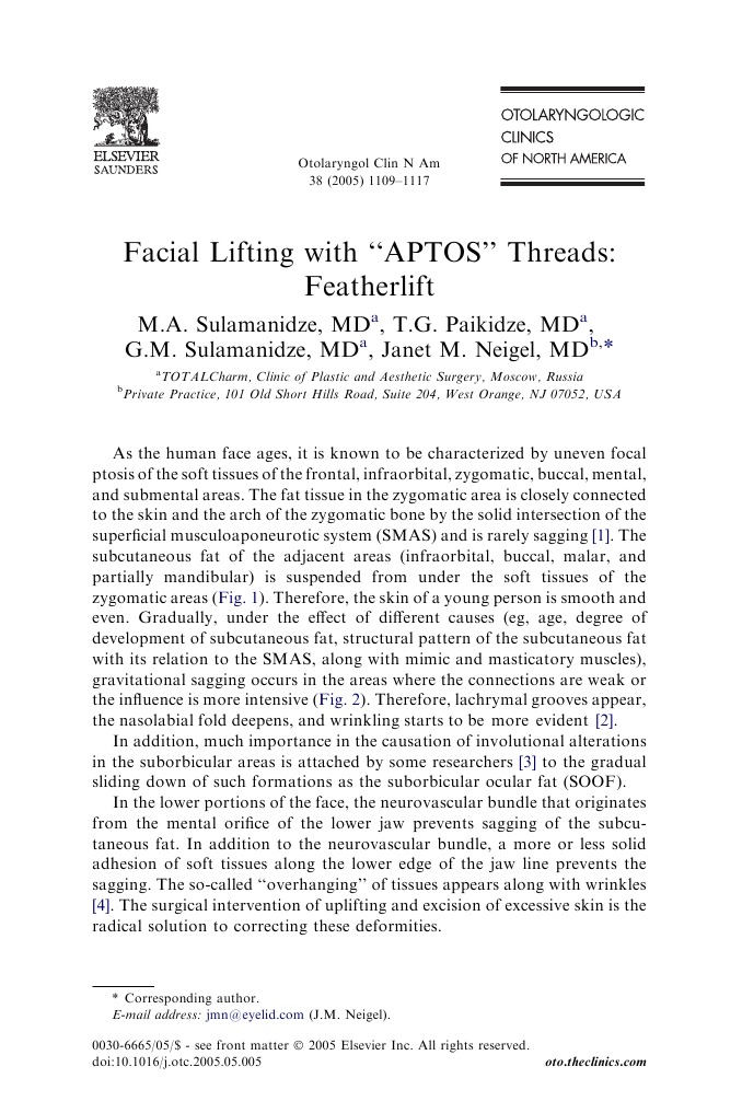 Facial Lifting With Aptos Threads | PDF | Surgical Suture | Surgery