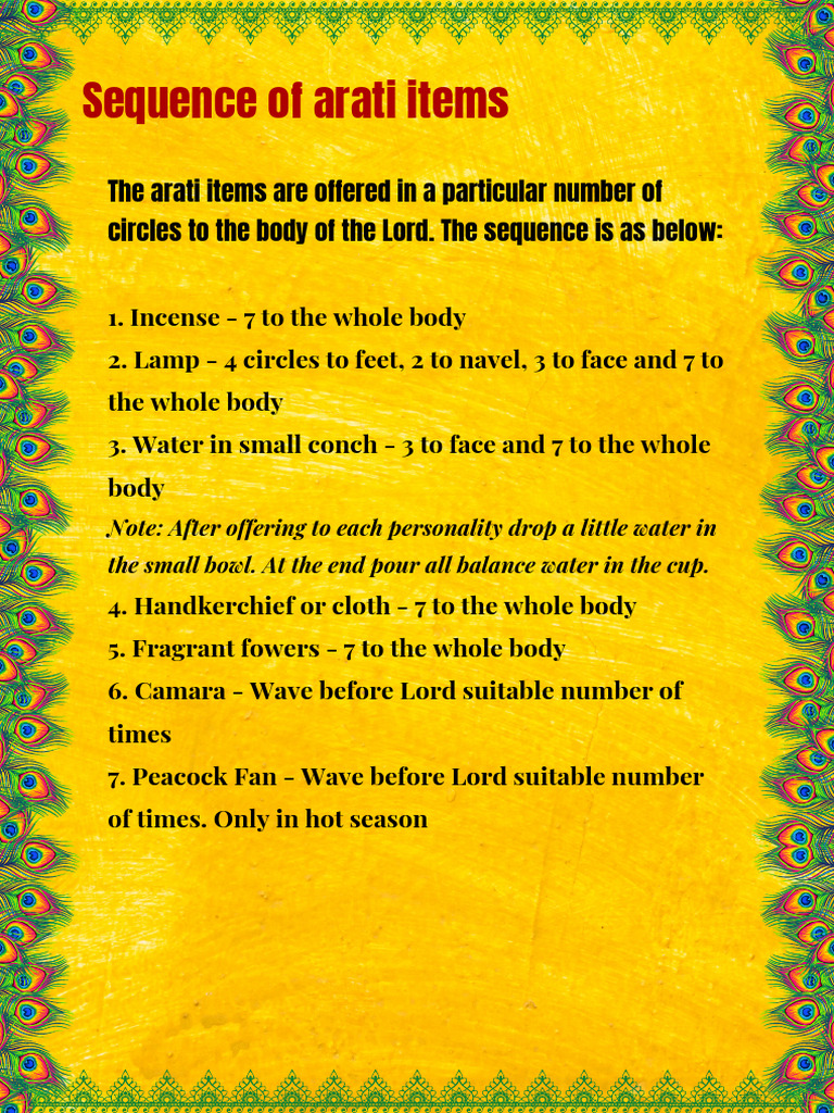 Arati Sequence of Offerings | PDF