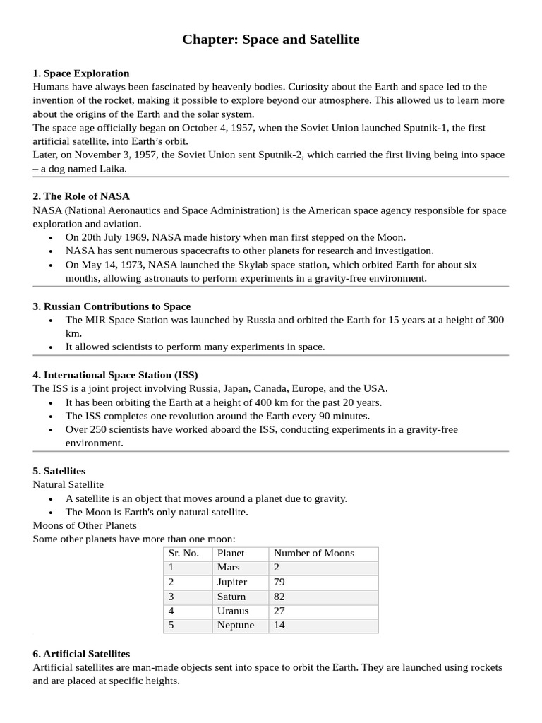Space Exploration and Satellite Overview | PDF | Satellite | Nasa