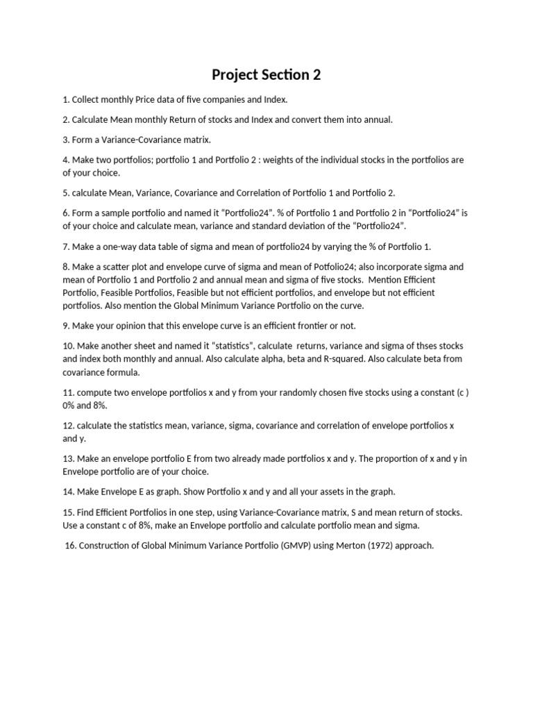 Construction of Efficient Frontier | PDF