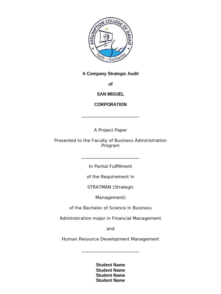 GROUP-1-STRATMAN | PDF | San Miguel Corporation | Business Economics