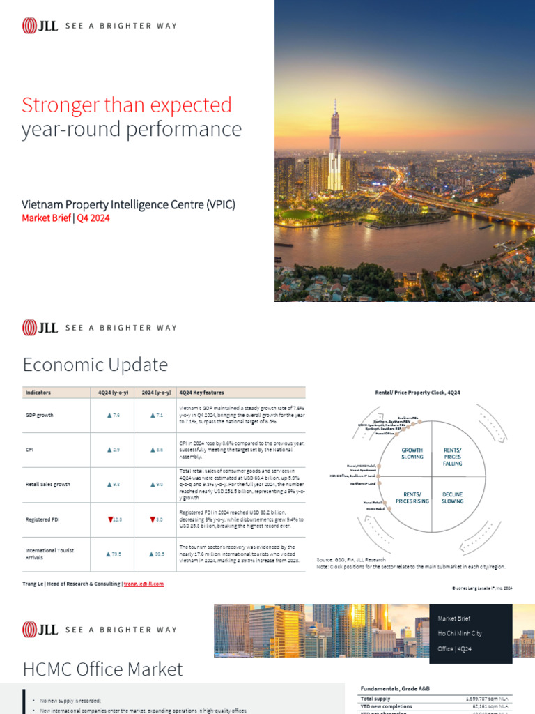 JLL - Vietnam Property Market.P&R&O.2024 Q4 | PDF | Ho Chi Minh City | Economies