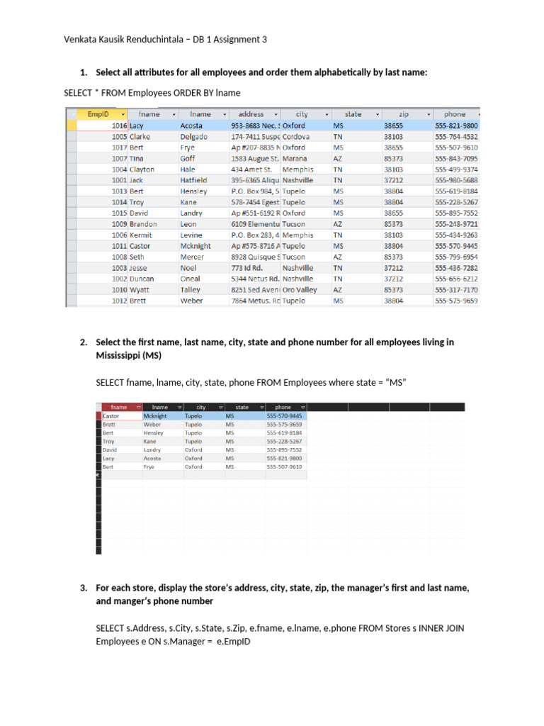 SQL Queries for Employee and Store Management | PDF | Sql | Data ...
