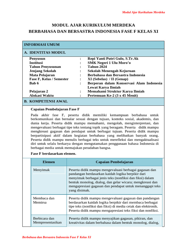 Modul Ajar Repi Y.P. Gulo | PDF