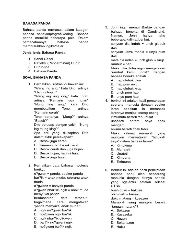 BAHASA PANDA | PDF