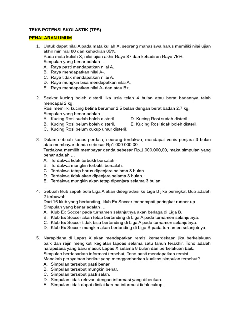 Soal Penalaran Umum | PDF