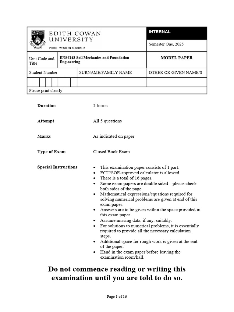 ENS6148 Soil+Mechanics+and+Foundation+Engineering +Exam+Paper+Format ...