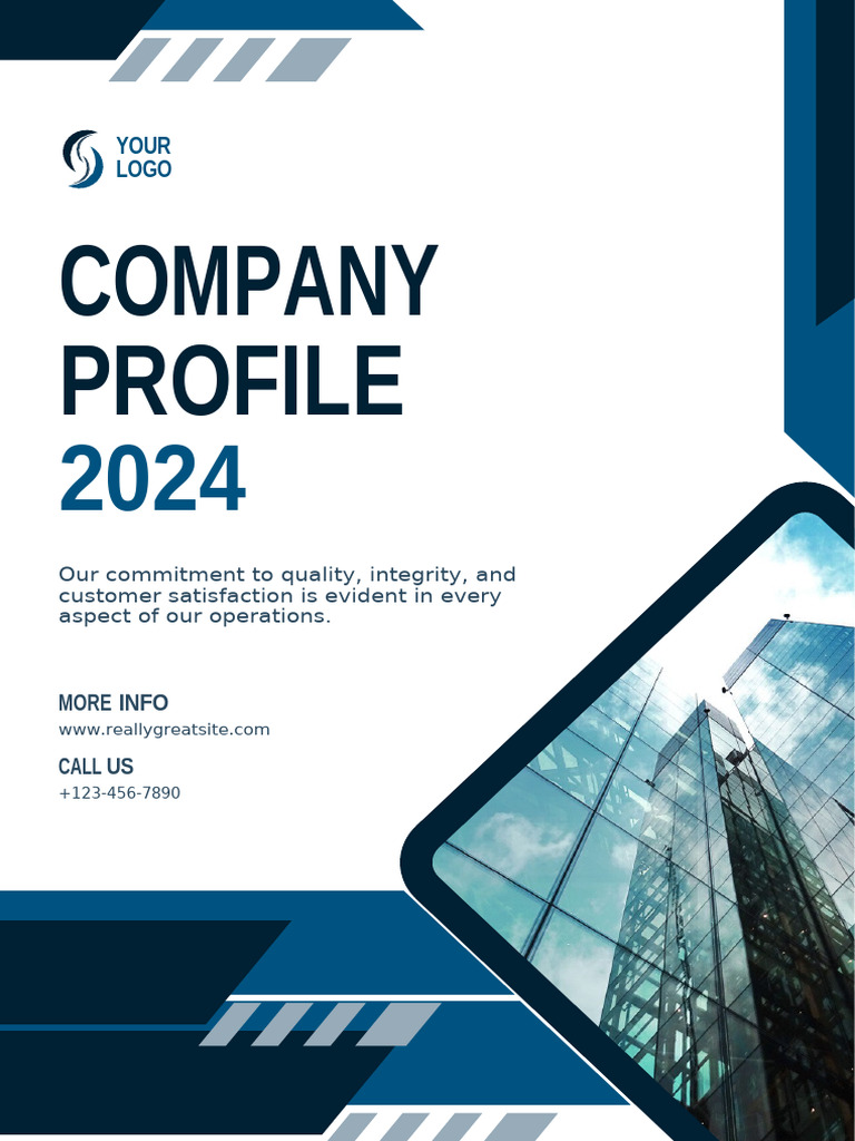 White and Blue Modern Company Profile Cover Document A4 Portrait | PDF