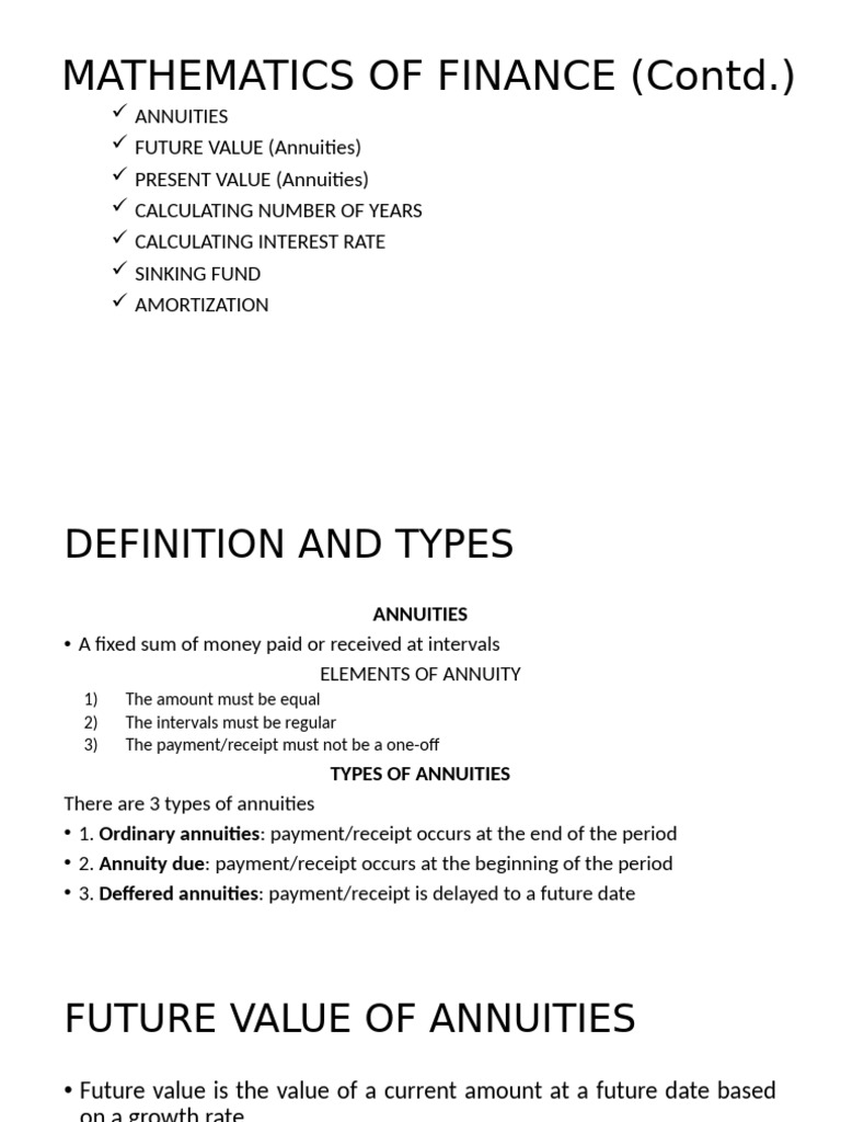 Mathematics of Finance (Part Two) | PDF | Present Value | Interest