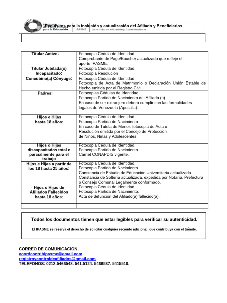 Requisitos y Recaudos - Afiliacion | PDF | Certificado de nacimiento | Gobierno y personalidad