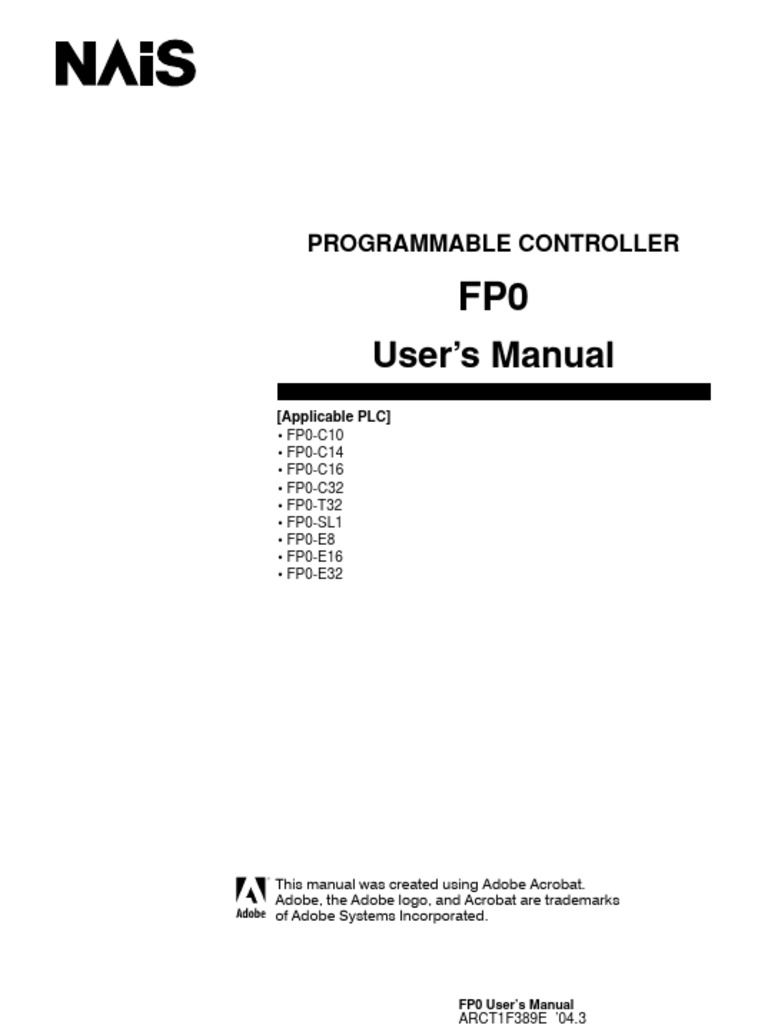 FP0 Programmable Controller Manual | PDF | Electrical Engineering ...
