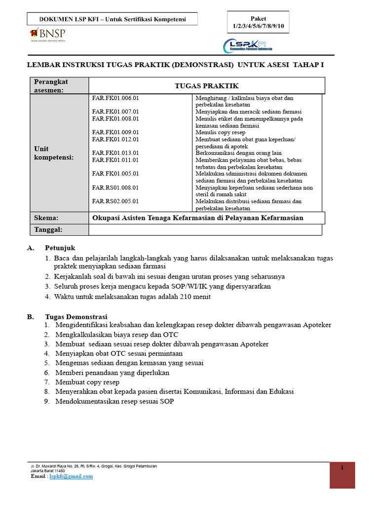 Lembar Kerja Asesi Tahap 1 | PDF