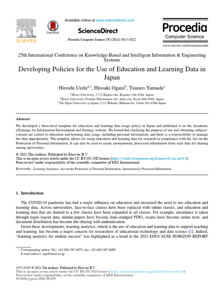 Education Data Policy Development Japan | PDF | Information | Data