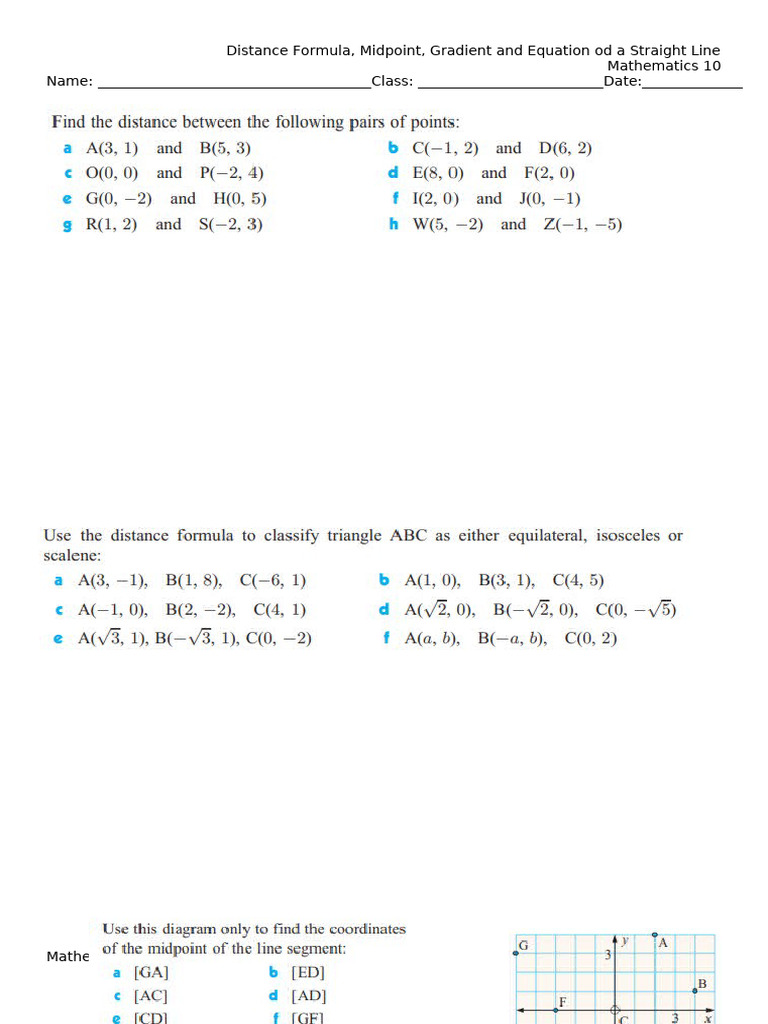 distance formula | PDF