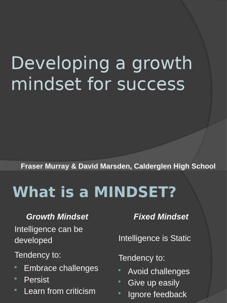 39. Developing a growth mindset for success (Scottish LC) | PDF ...