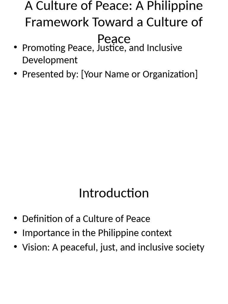 Philippine Framework for Peace Culture | PDF | Peacebuilding | Governance