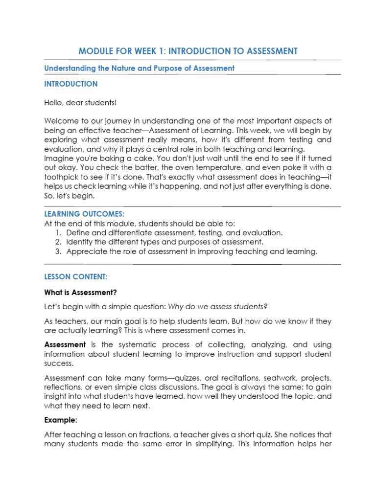 Assessment in Learning 1 - Module | PDF | Educational Assessment ...