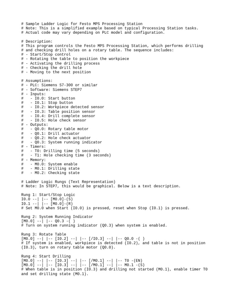 Sample Ladder Logic For Festo MPS Processing Station | PDF | Programmable Logic Controller ...