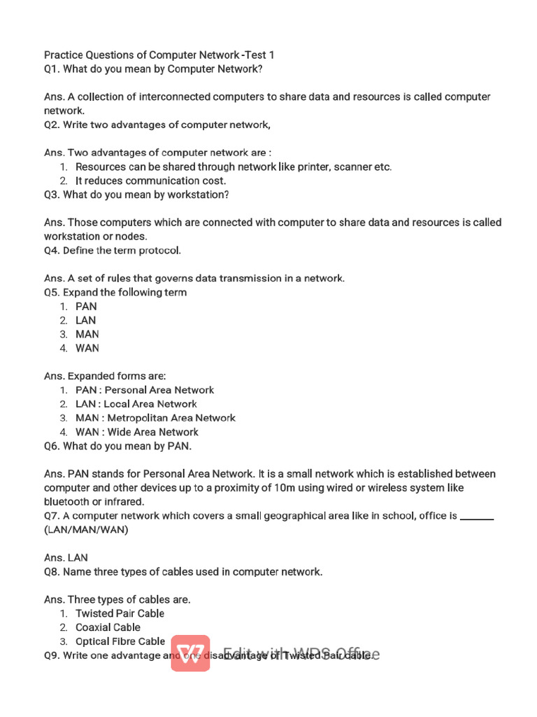12 Computer Network QB | PDF
