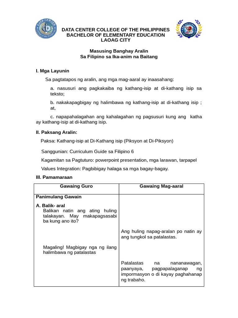 Filipino Piksyon at Dipiksyon | PDF