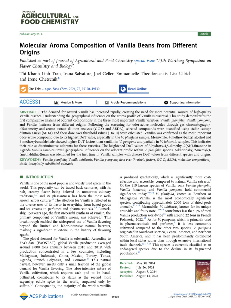 Aroma Profiles of Vanilla Varieties | PDF | Vanilla | Gas Chromatography