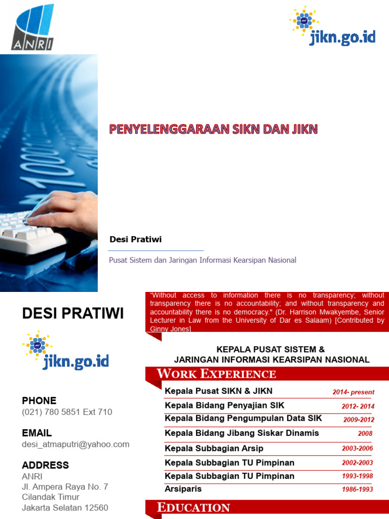 2 Penyelenggaraan SIKN Dan JIKN 2017 - Rakornas Desi Pratiwi | PDF