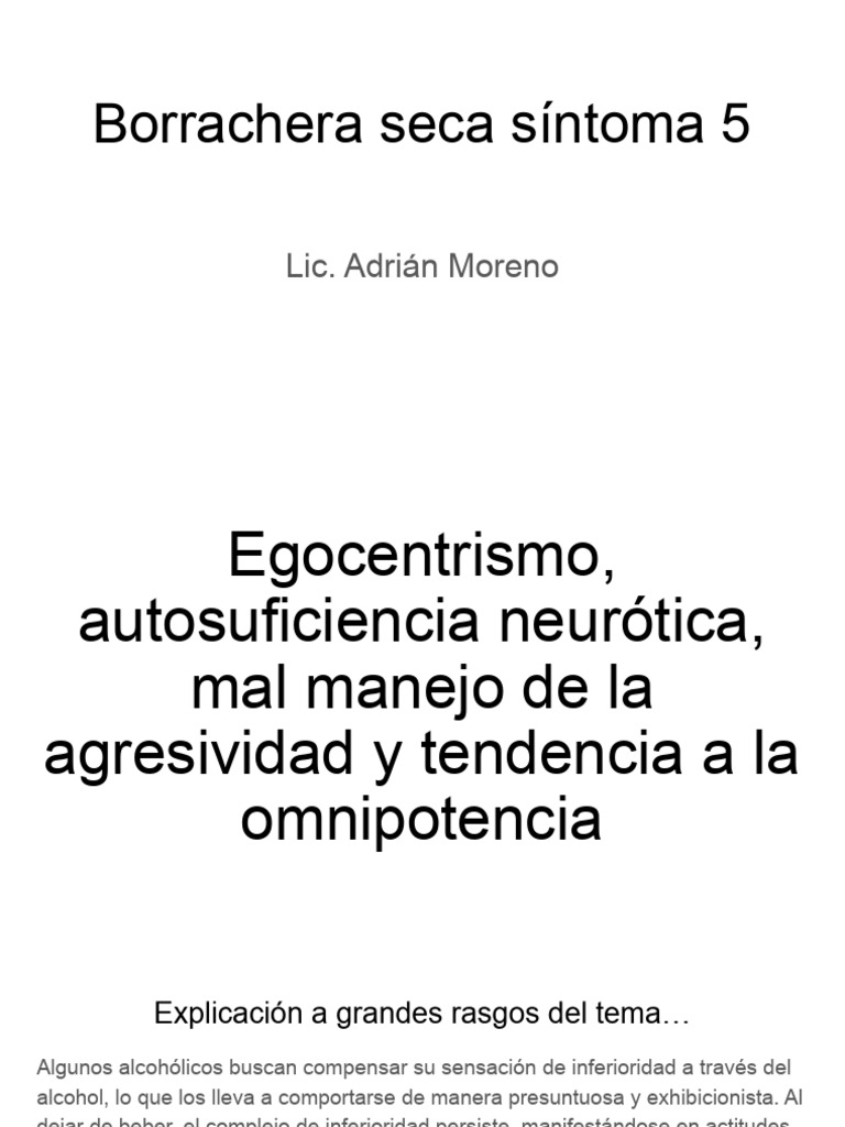 Borrachera Seca Síntoma 5 (Presentación) | PDF | Orgullo | Autoestima