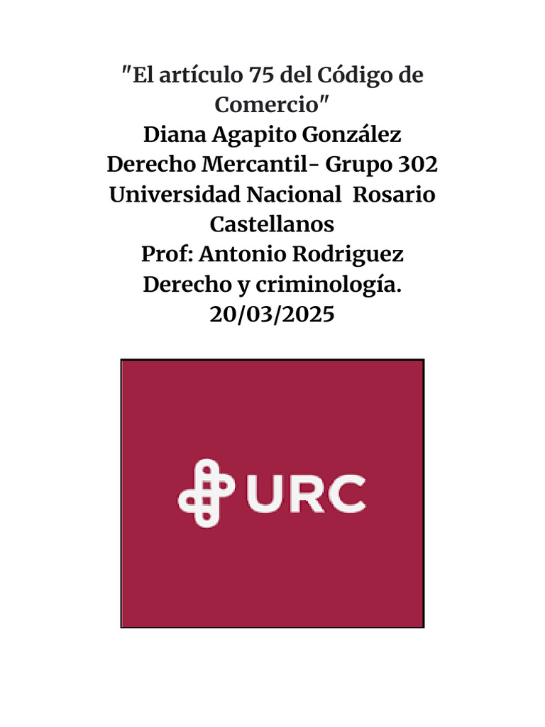 El Artículo 75 Del Código de Comercio | PDF