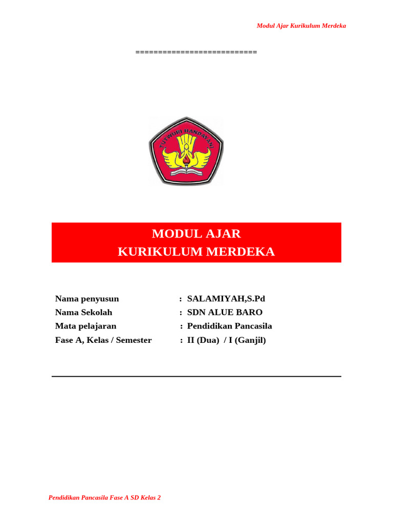 Modul Ajar PKN Kelas 2 | PDF