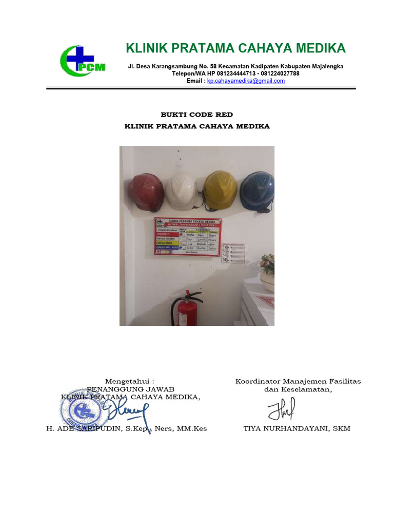 Bukti Code Red Klinik Pratama Cahaya Medika | PDF