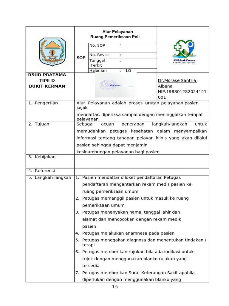 Sop-Alur Pelayanan Poli Umum | PDF
