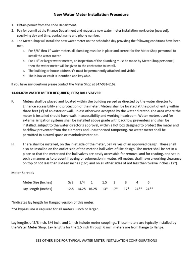 New Water Meter Installation Guide | PDF | Valve