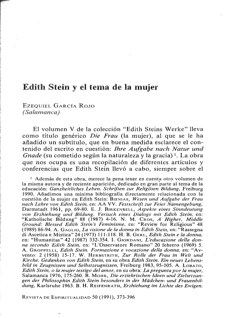Edith Stein: Reflexiones sobre la mujer | PDF | Mujer | Verdad