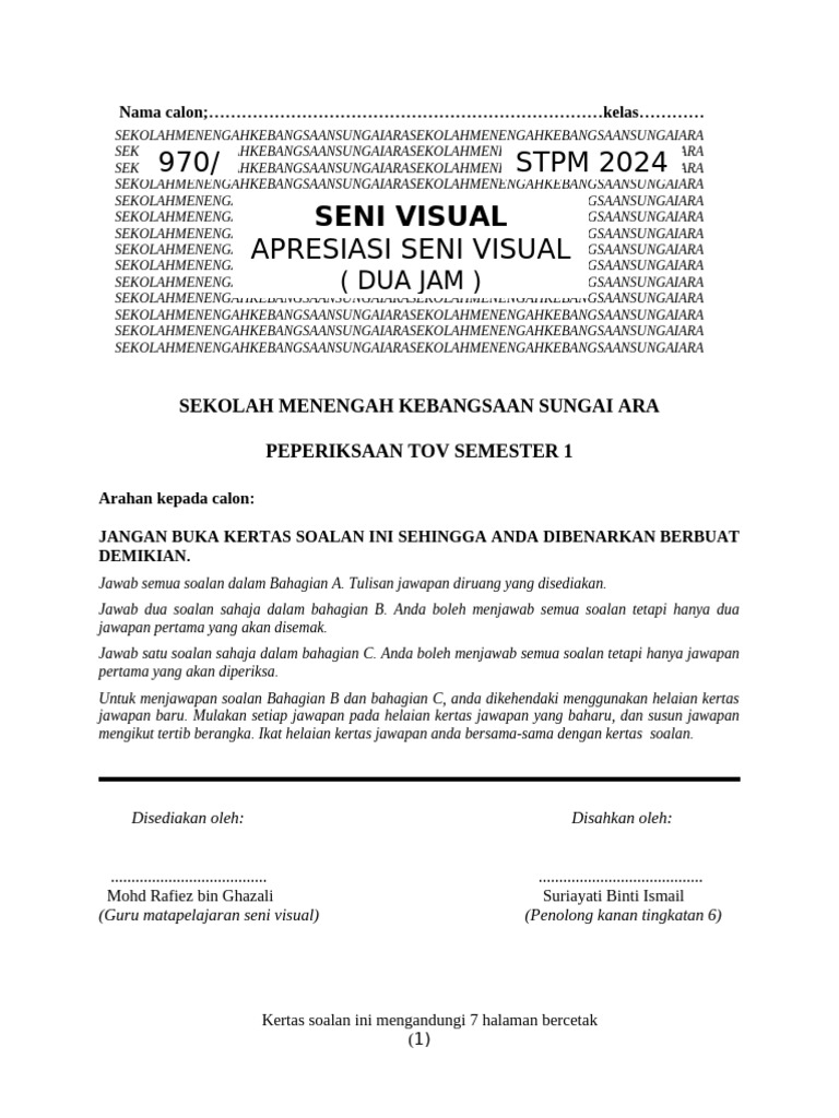 Peperiksaan Tov S1 2023 | PDF