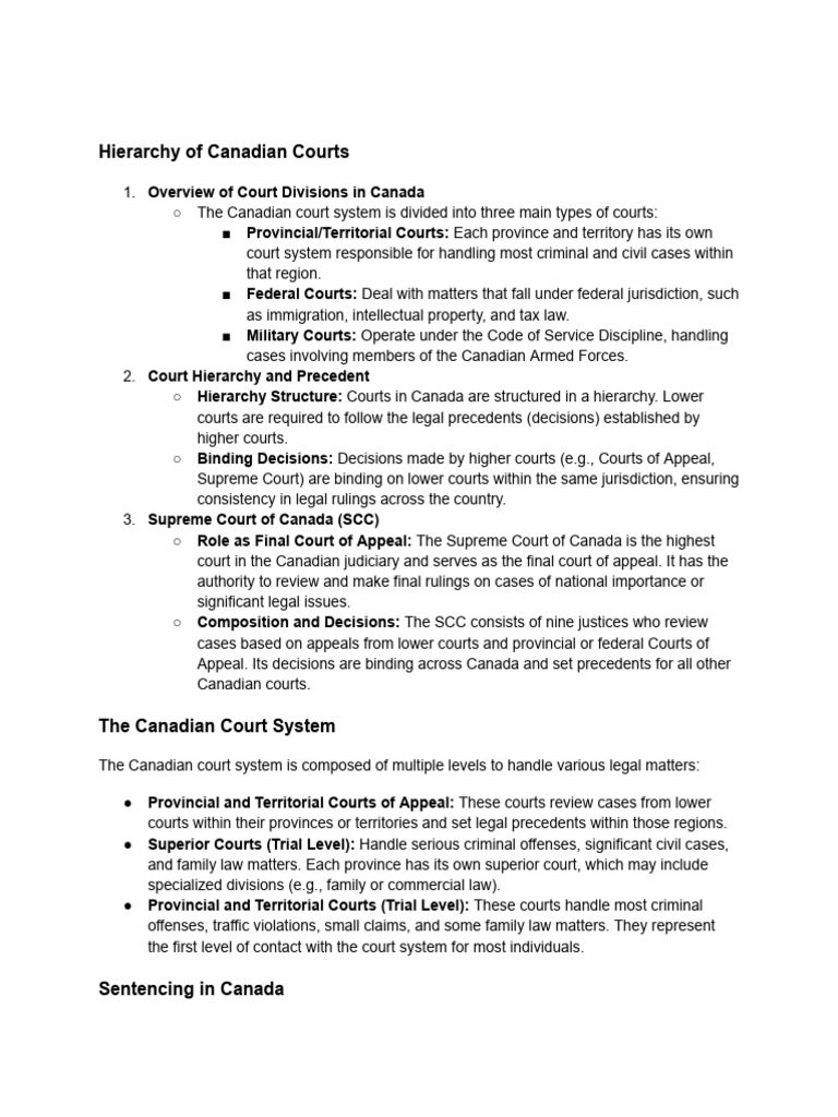 Canadian Court System Overview | PDF | Court System Of Canada | Parole
