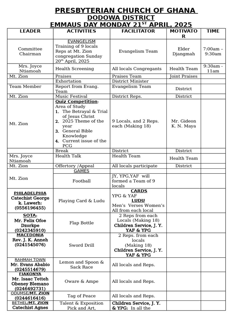 2025 Emmaus Day Programme | PDF | Christian Denominational Families ...