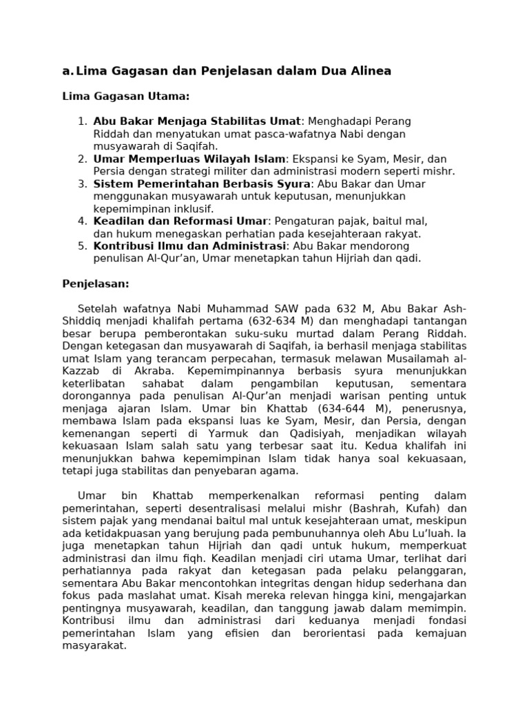 Lima Gagasan Dan Penjelasan Dalam Dua Alinea Baru | PDF