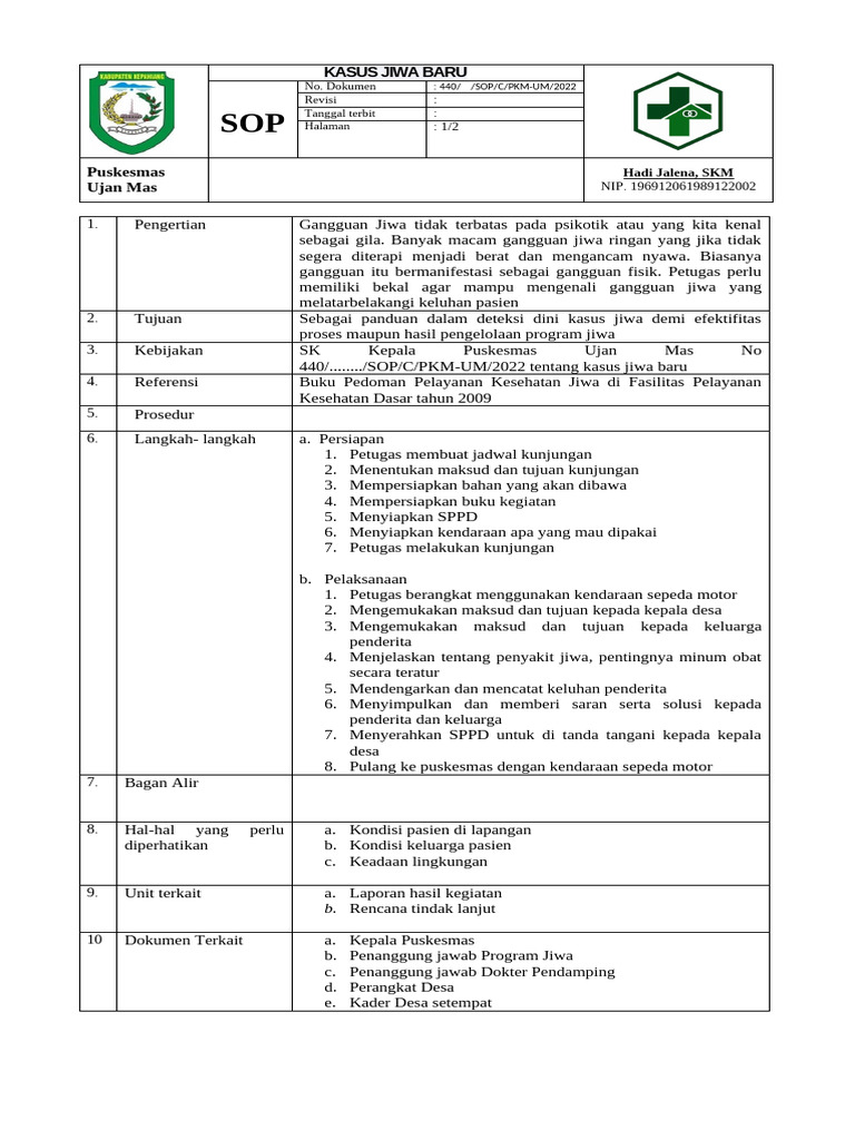 Sop Kasus Jiwa Baru | PDF