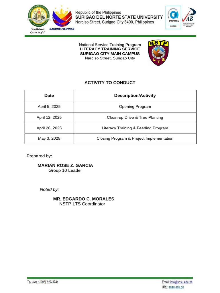 Activity to Conduct g10 | PDF