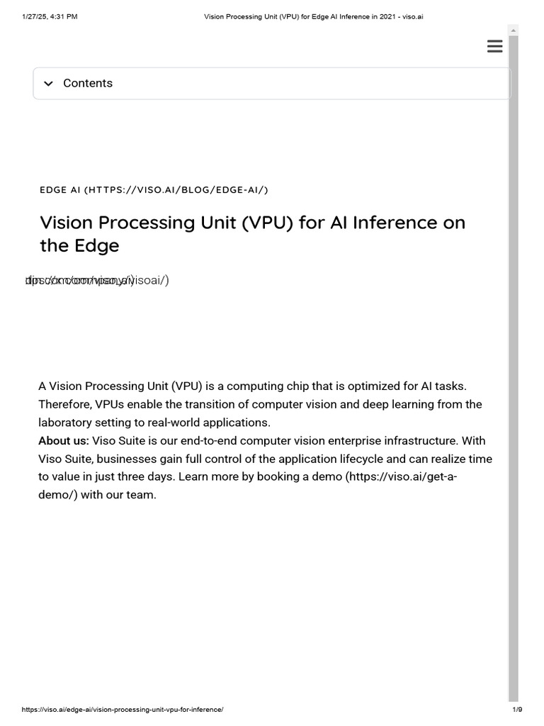 Vision Processing Unit (VPU) For Edge AI Inference in 2021 - Viso - Ai | PDF | Graphics ...