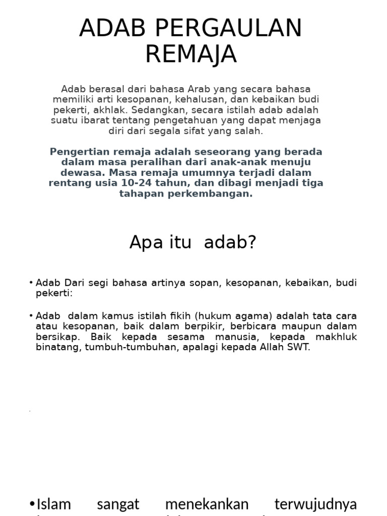 ADAB PERGAULAN REMAJA | PDF