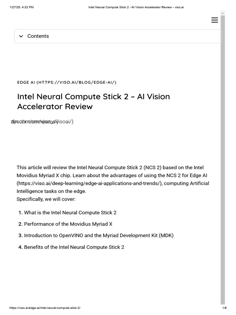 Intel Neural Compute Stick 2 - AI Vision Accelerator Review - Viso - Ai ...