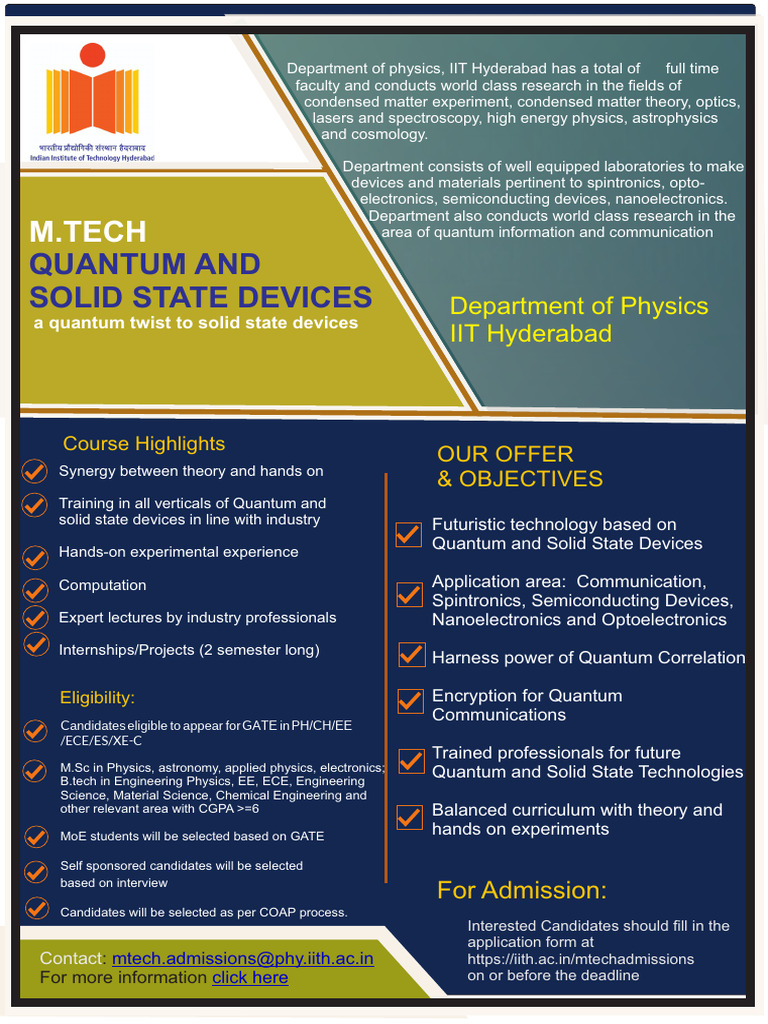 M.Tech in Quantum & Solid State Devices | PDF | Physics | Condensed ...