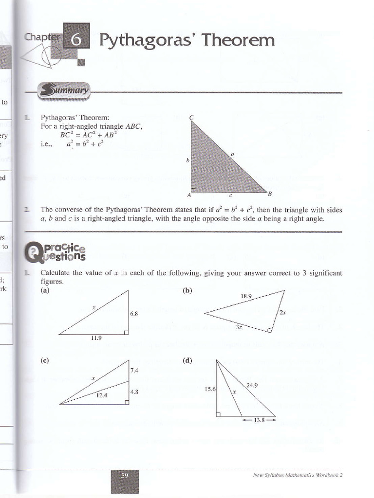Pythagorean Theorem Applications and Calculations | PDF | Length | Area
