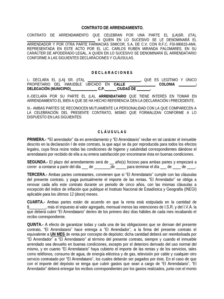 Machote Contrato 2021 | PDF